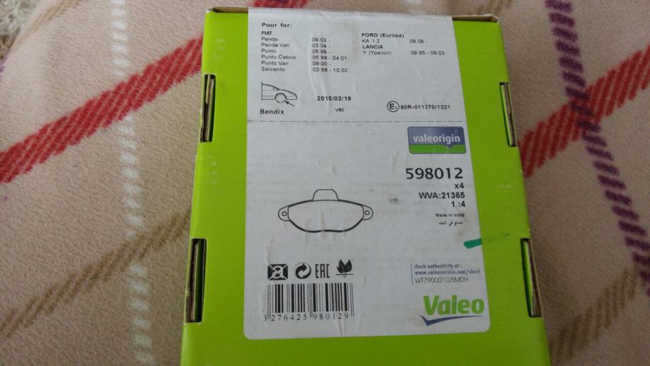 Valeo disk pločice za prednje kočnice FIAT PUNTO NOVO