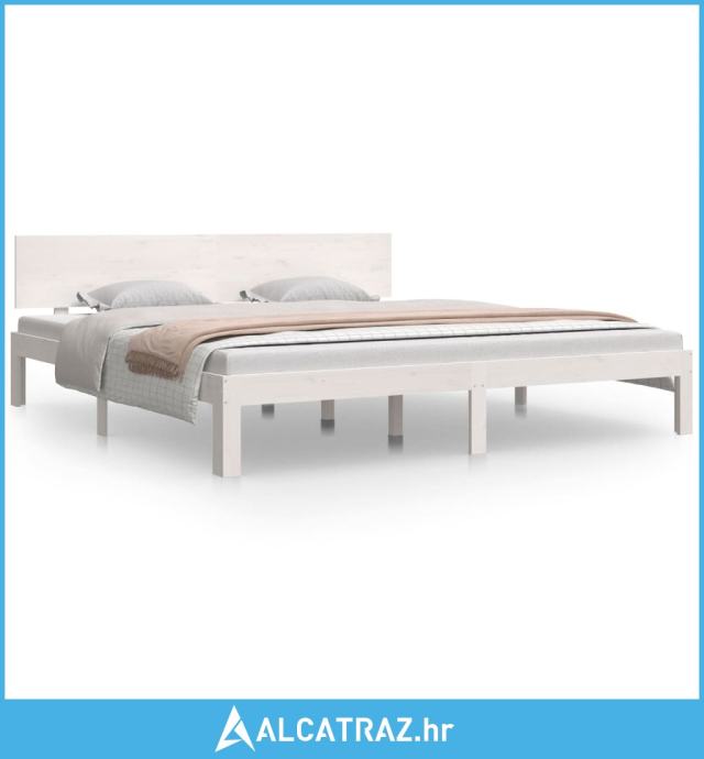 Okvir za krevet od masivnog drva bijeli 180 x 200 cm 6FT bračni - NOVO