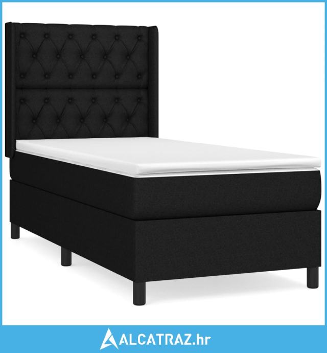 Box spring krevet s madracem crni 80 x 200 cm od tkanine - NOVO