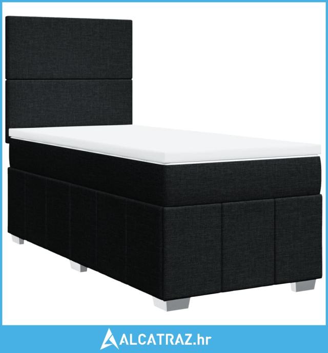 Box spring krevet s madracem crni 80 x 200 cm od tkanine - NOVO