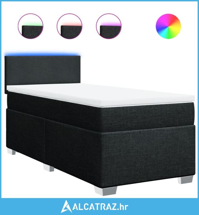 Box spring krevet s madracem crni 80 x 200 cm od tkanine - NOVO