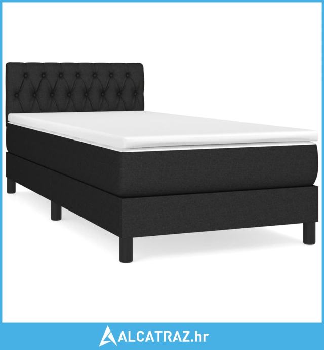 Box spring krevet s madracem crni 90x190 cm od tkanine - NOVO