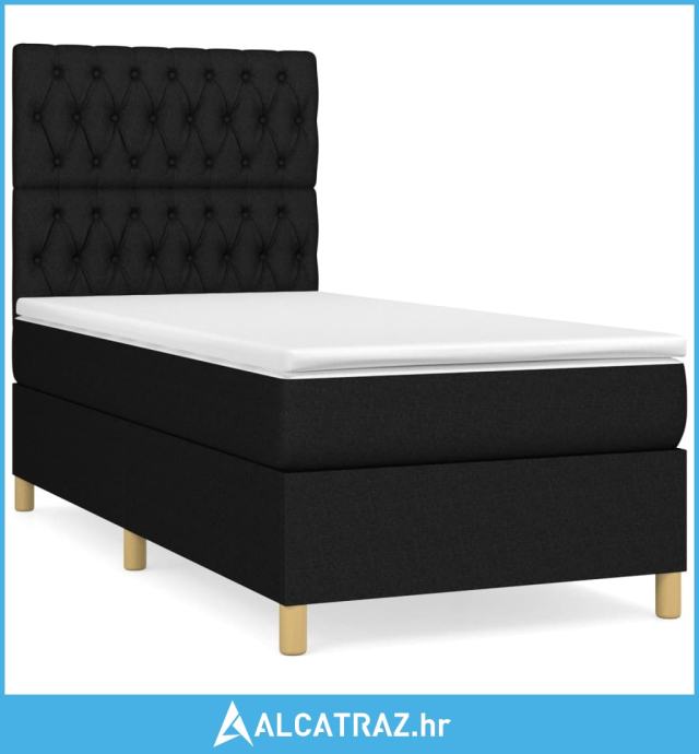 Box spring krevet s madracem crni 90x190 cm od tkanine - NOVO