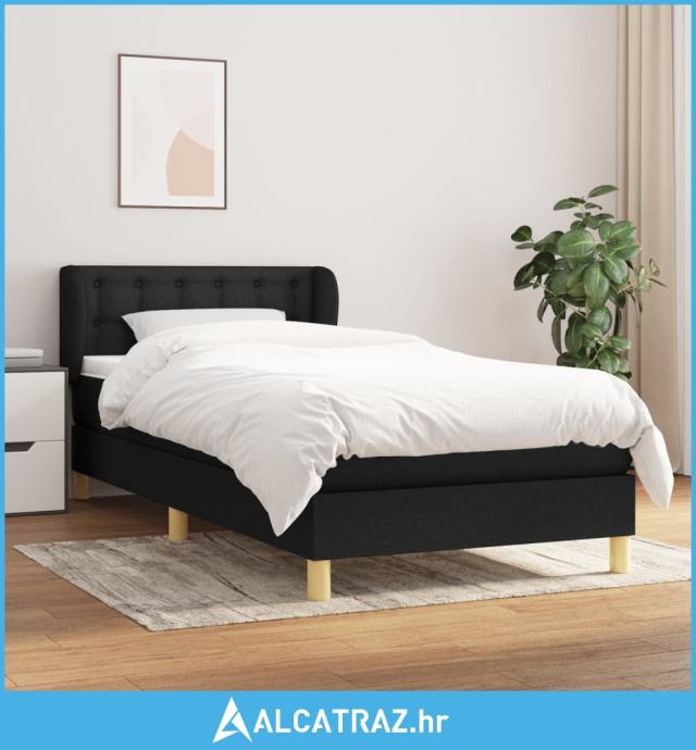 Box spring krevet s madracem crni 90x190 cm od tkanine - NOVO