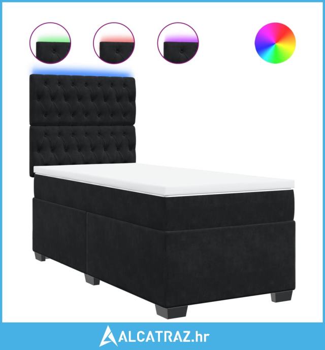 Box spring krevet s madracem crni 90x200 cm baršunasti - NOVO