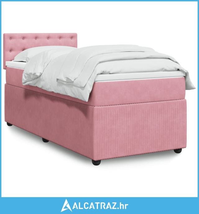 Box spring krevet s madracem ružičasti 100x200 cm baršunasti - NOVO
