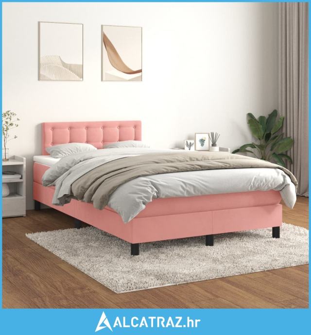 Box spring krevet s madracem ružičasti 120 x 200 cm baršunasti - NOVO