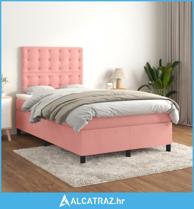 Box spring krevet s madracem ružičasti 120 x 200 cm baršunasti - NOVO