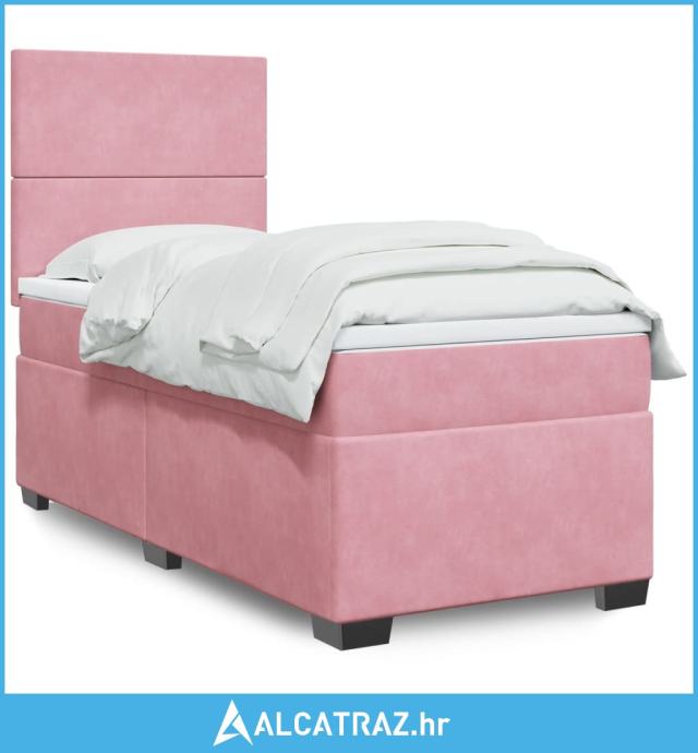 Box spring krevet s madracem ružičasti 90x200 cm baršunasti - NOVO