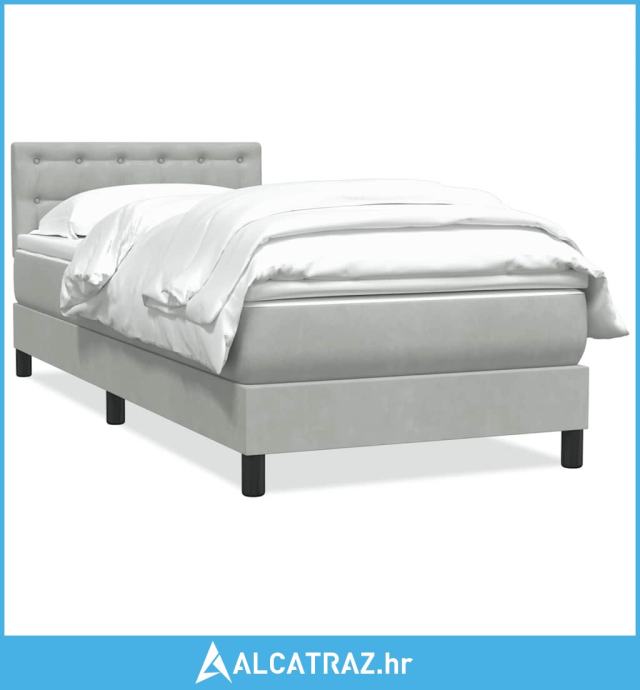 Box Spring krevet s madracem svijetlo sivi 80x210 cm baršun - NOVO