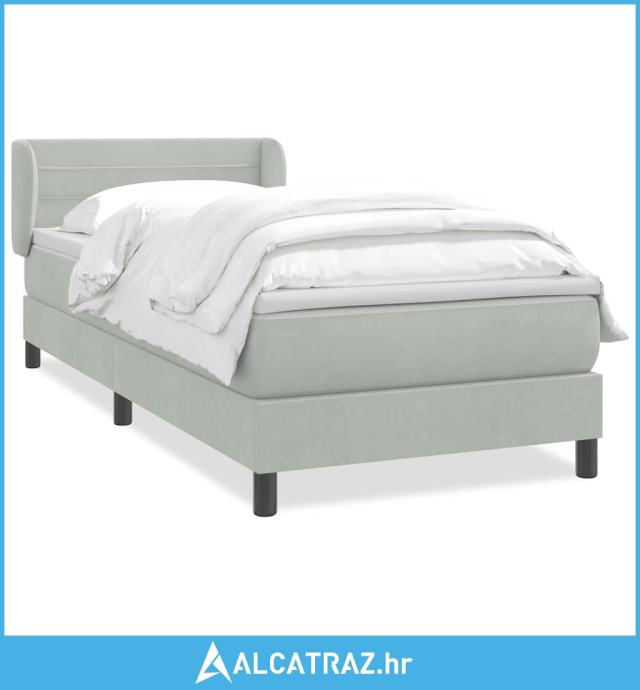 Box Spring krevet s madracem svijetlo sivi 80x210 cm baršun - NOVO