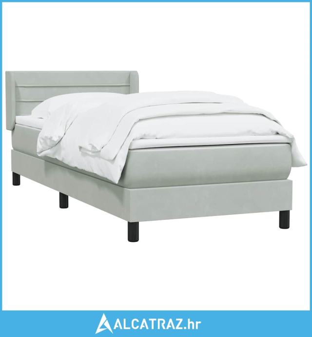 Box Spring krevet s madracem svijetlo sivi 80x210 cm baršun - NOVO