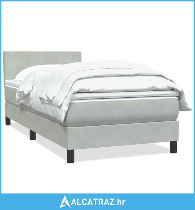 Box Spring krevet s madracem svijetlo sivi 90x220 cm baršun - NOVO