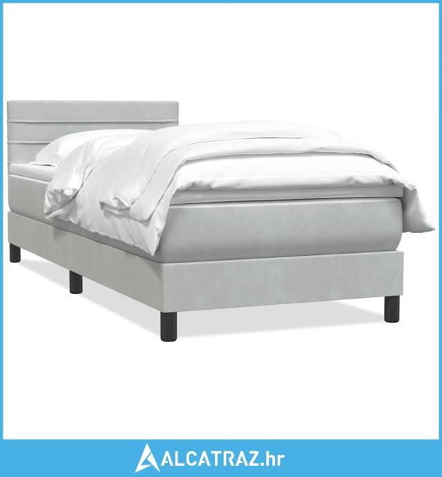 Box Spring krevet s madracem svijetlo sivi 90x220 cm baršun - NOVO