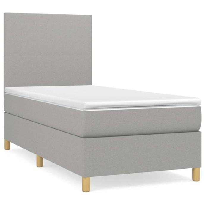 Box spring krevet s madracem svjetlosivi 90x190 cm od tkanine - NOVO