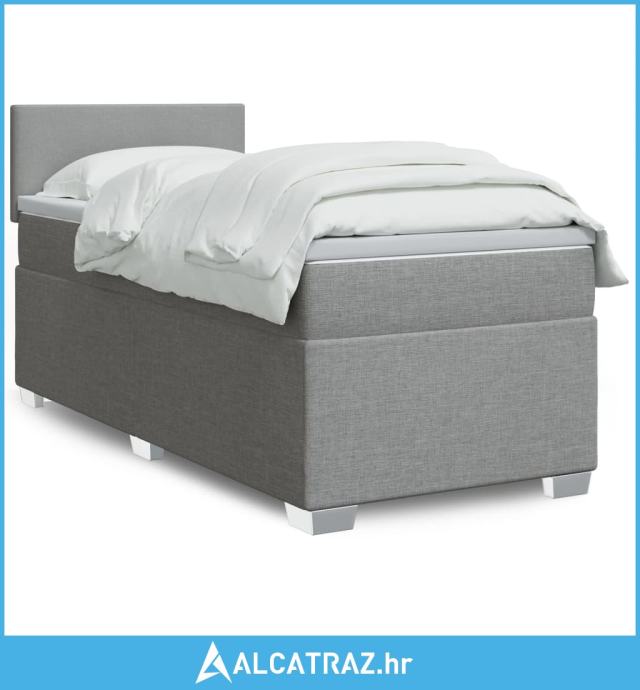 Box spring krevet s madracem svjetlosivi 90x190 cm od tkanine - NOVO