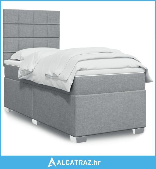 Box spring krevet s madracem svjetlosivi 90x190 cm od tkanine - NOVO