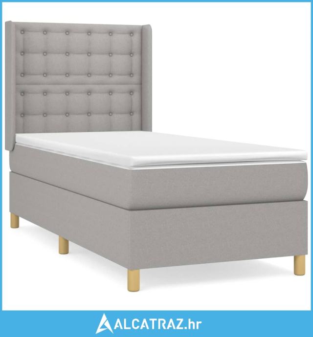 Box spring krevet s madracem svjetlosivi 90x190 cm od tkanine - NOVO
