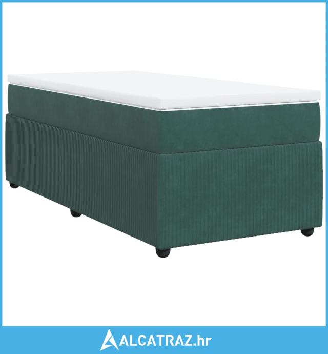 Box spring krevet s madracem tamnozeleni 80 x 200 cm baršunasti - NOVO