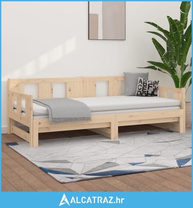 Dnevni ležaj na izvlačenje 2x(90x190) cm masivna borovina - NOVO