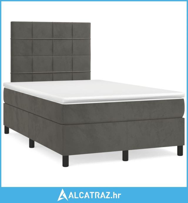 Krevet box spring s madracem tamnosivi 120 x 190 cm baršun - NOVO