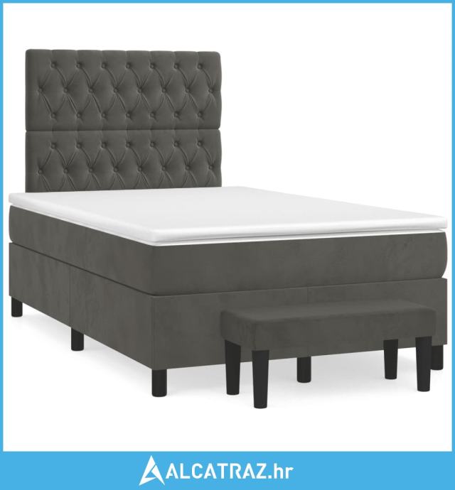 Krevet box spring s madracem tamnosivi 120 x 190 cm baršun - NOVO