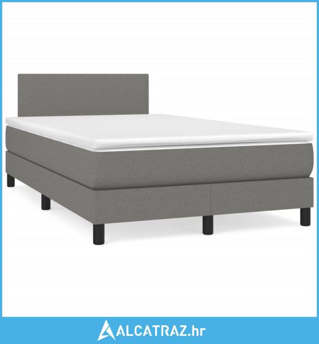 Krevet box spring s madracem tamnosivi 120 x 190 cm tkanina - NOVO