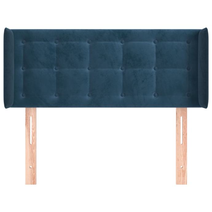 Uzglavlje s ušima tamnoplavi 103x16x78/88 cm baršunasti - NOVO