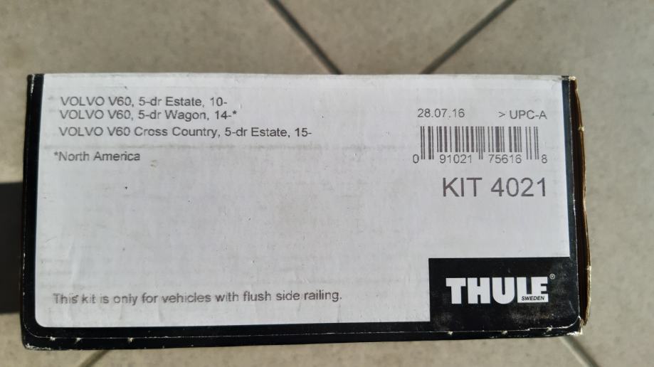 Thule kit 4021 za V60 / kit 3017 za Peugeot 308, 207, 407, 3008, 5008