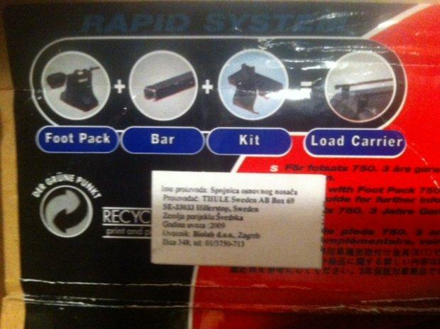 Thule 594xt sidearm krovni nosac za bicikl, kit 1323