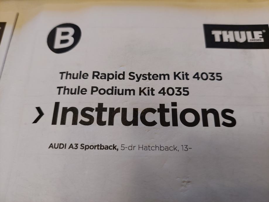 THULE KROVNI NOSAČI AUDI A3 Sportback ,5 vr. Hatchback od 2013 g.>
