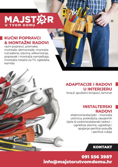 MAJSTOR U TVOM DOMU - INSTALATERSKI RADOVI,MONTAŽE,DEMONTAŽE,PREINAKE