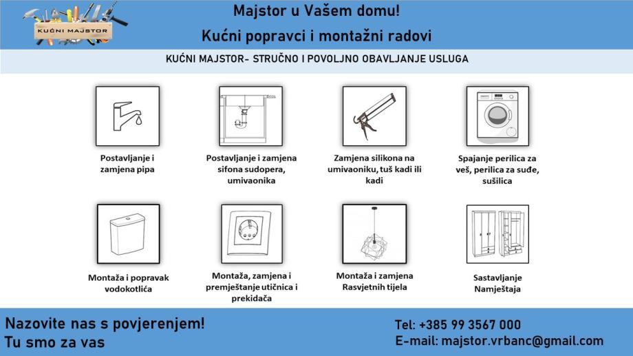 KUĆNI MAJSTOR / 0993567000 / KUĆNI POPRAVCI I MONTAŽNI RADOVI