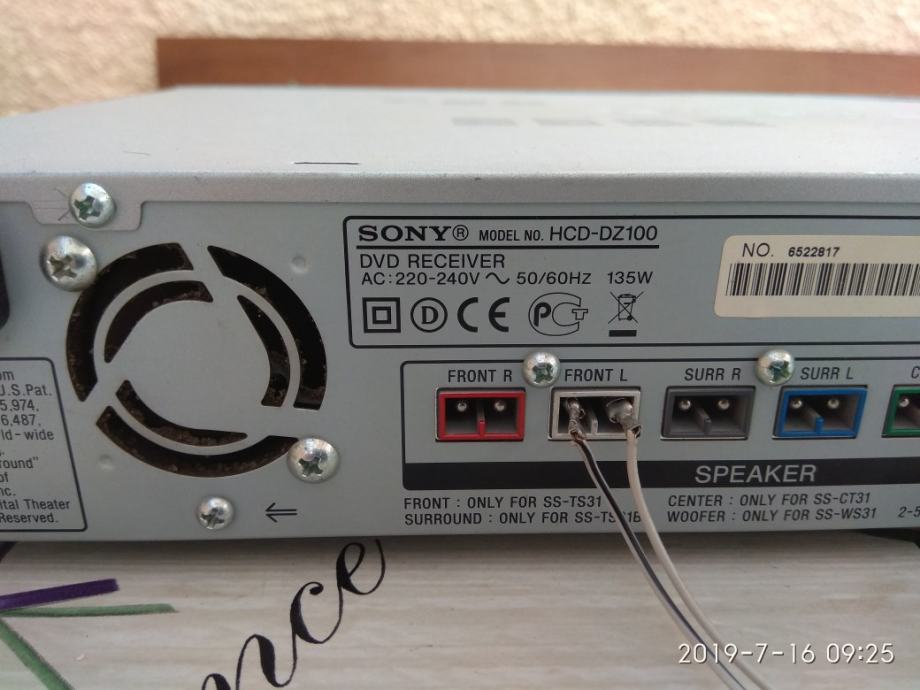 Sony DAV DZ-100, VŽ