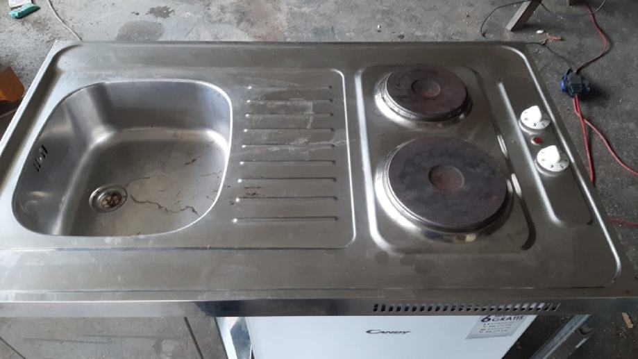 Mini inox kuhinja sudoper štednjak i hladnjak