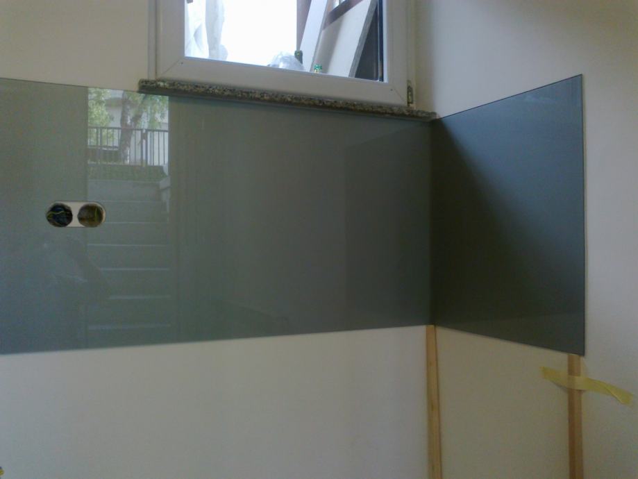 Staklo za kuhinjske zidove. Lacobel Metal Grey. Izmjera i montaža