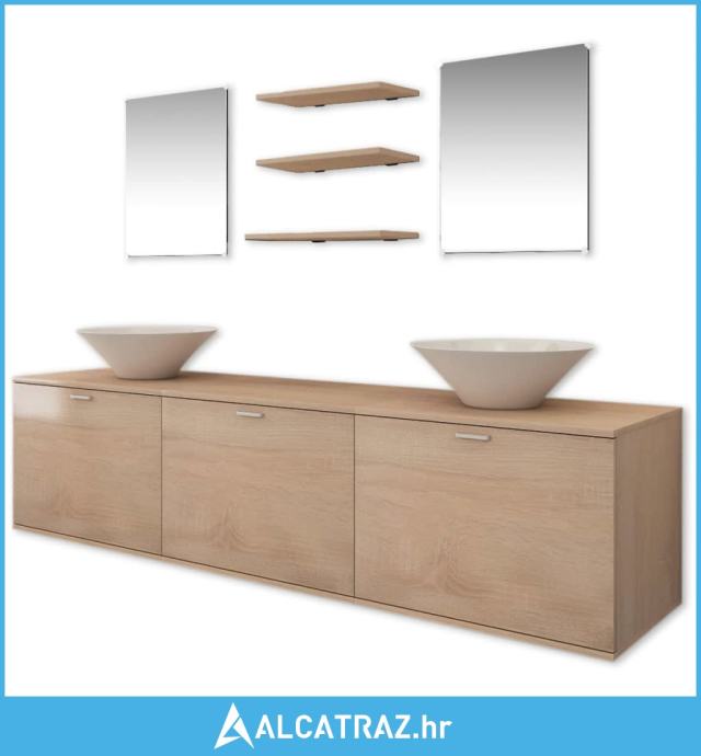 8-Dijelni Set Namještaja za Kupaonicu i Umivaonik Bež boje - NOVO