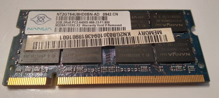 NANYA 2GB NT2GT64U8HD0BN-AD PC2-6400 800mhz DDR2 SODIMM