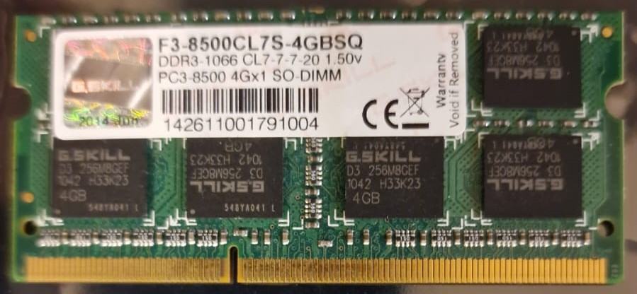 RAM G.Skill 4GB DDR3 1066MHz SODIMM