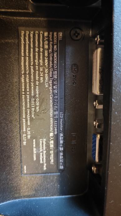 Dell monitor, 21.5 inches