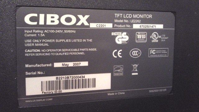 LCD 22 CIBOX C2201 LE2262 16:10