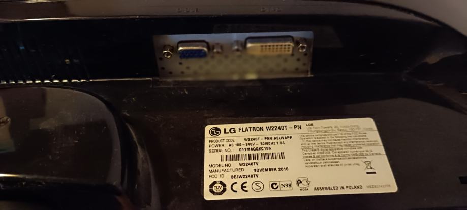 Monitor LG W2240T Flatron 22 LCD, 1920x1080, VGA, DVI-D, 16:9