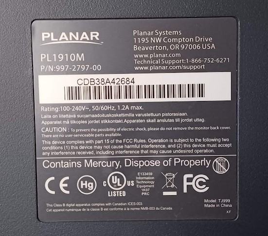 PLANAR PL1910M LCD Monitor (EOL)