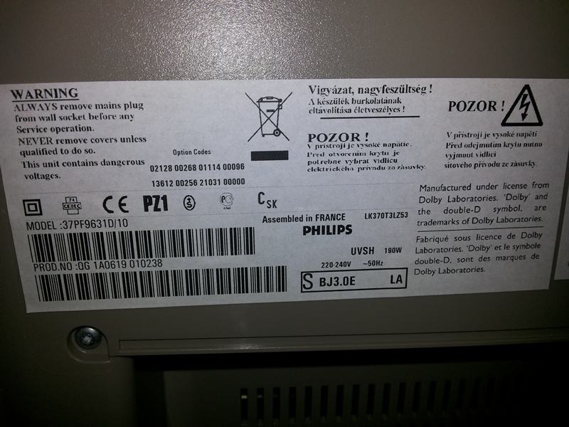 LCD TV PHILIPS 37 PF 9631D
