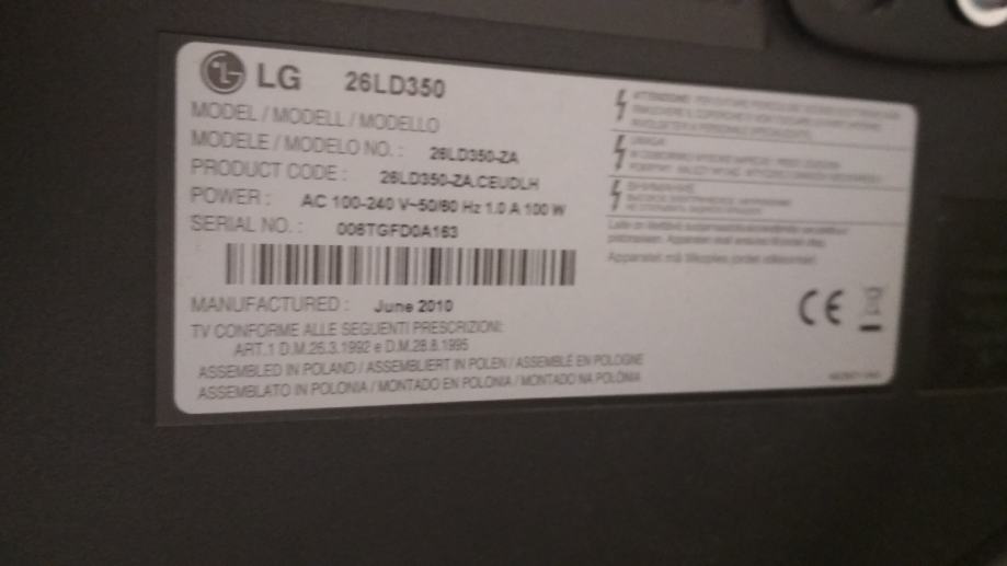 LG 26LD350 HD lcd tv