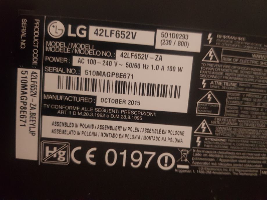 LG 42LF652V LCD razbijen ekran