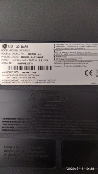 LG TV 32LD465 Full HD ,poklon zidni nosač za TV
