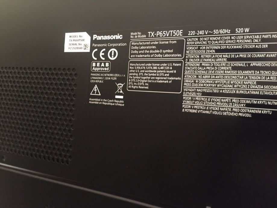 Panasonic NeoPlasma 165cm/65” TX-P65VT50E Smart VIERA TV