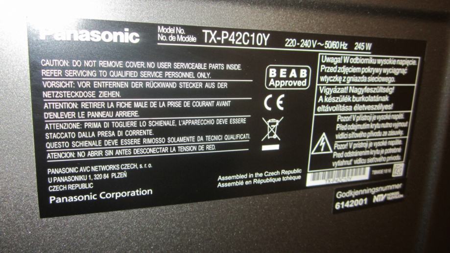 Panasonic Viera plasma TV HD 42 ,107CM TX-P42