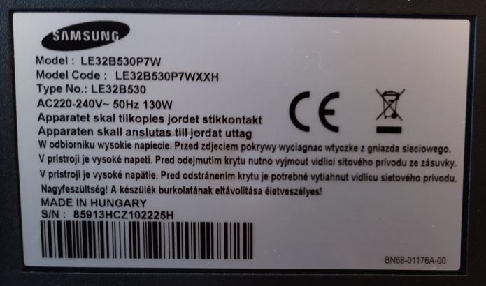 SAMSUNG 32 HD 1080p LCD TV - LE32B530P7W